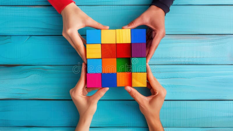 A Dynamic Visual of a Teamwork Concept, Showcasing Blocks Being ...