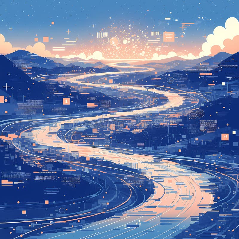 Data Flows Like a River: Diverse Perspectives Stock Illustration ...