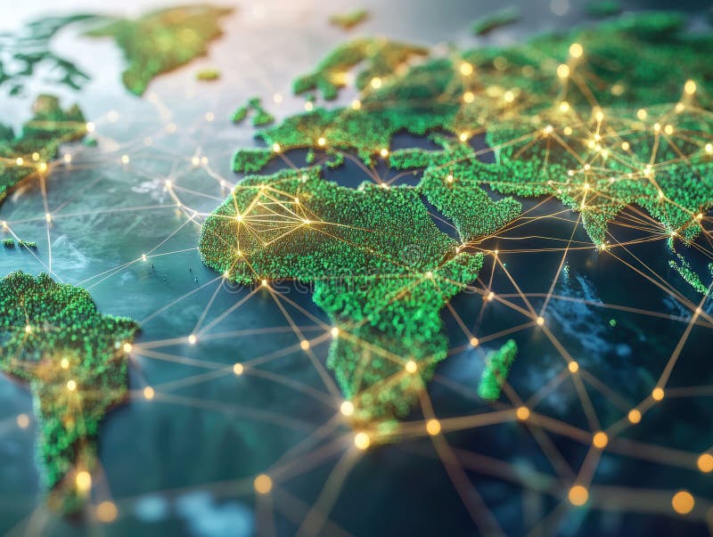 Image Illustrates a Global Network of Interconnected Nodes Symbolizing ...
