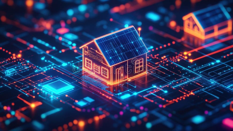 Conceptual Representation of the Internet of Things with Houses Stock ...