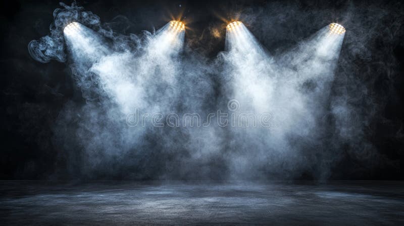 An Image Illustrating Dramatic Lighting from Three Spotlights in a Dark ...