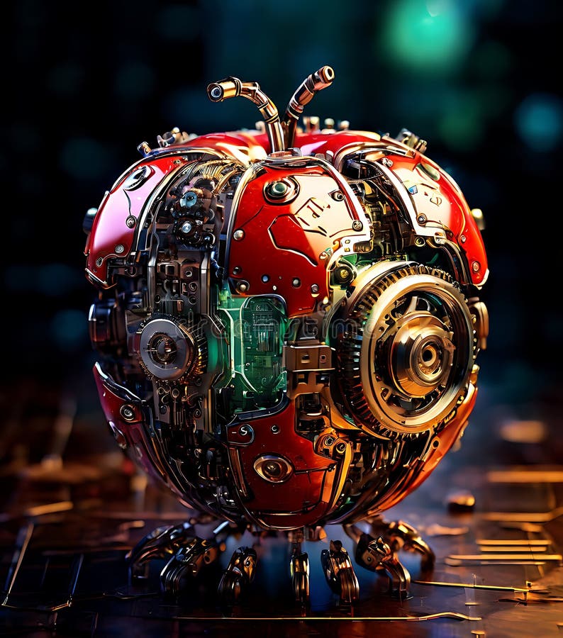 An Apple Made of Intricate Clockwork, with Tiny Gears and Cogs Exposed ...