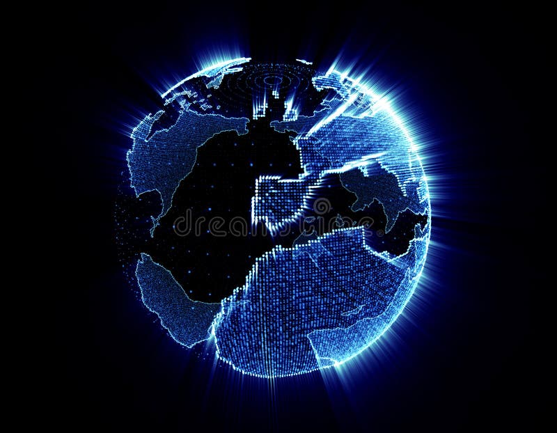 Future Technology Earth, Earth Network and Big Data Stock Illustration ...