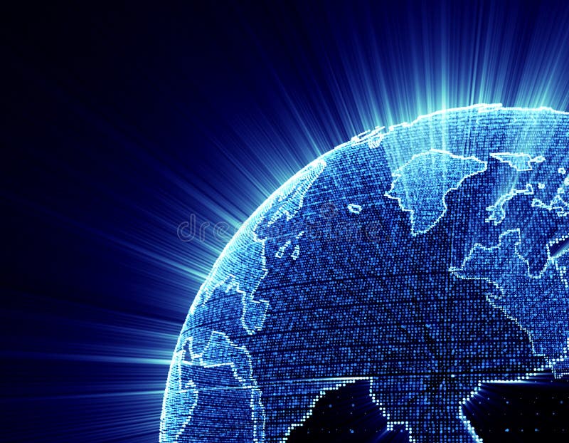 Future Technology Earth, Earth Network and Big Data Stock Illustration ...