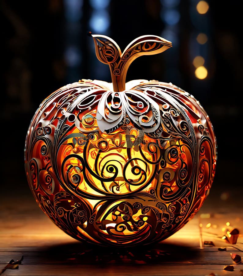 An Enchanted Apple Surrounded by Hovering Runes, Illustration Stock ...