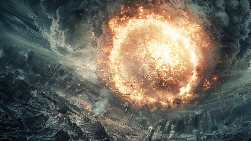 Image in Illustration Style, Nuclear Explosion, Apocalyptic Concept ...