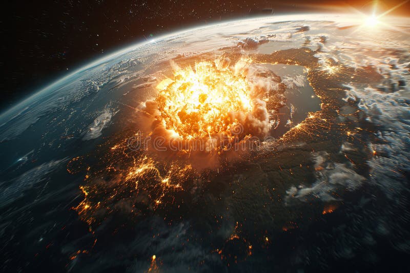 Image in Illustration Style, Nuclear Explosion, Apocalyptic Concept ...