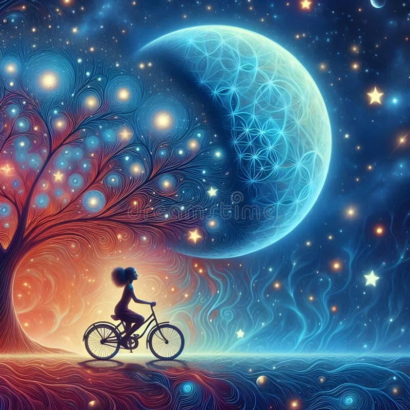 Image of an Imaginary Moon,stars and Celestial Tree of Life in a ...