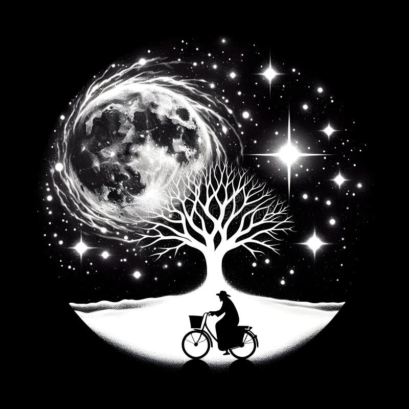 Image of an Imaginary Moon,stars and Celestial Tree of Life in a ...