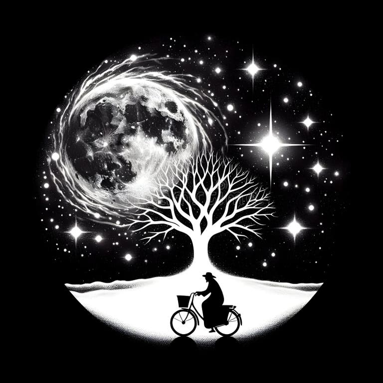 Image of an Imaginary Moon,stars and Celestial Tree of Life in a ...