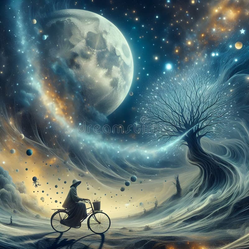 Image of an Imaginary Moon,stars and Celestial Tree of Life in a ...