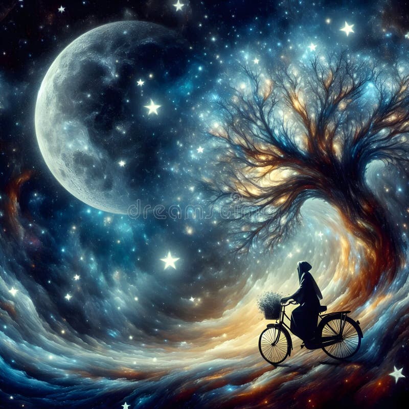 Image of an Imaginary Moon,stars and Celestial Tree of Life in a ...