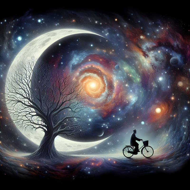 Image of an Imaginary Moon,stars and Celestial Tree of Life in a ...