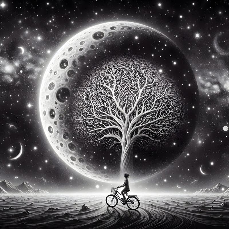 Image of an Imaginary Moon,stars and Celestial Tree of Life in a ...