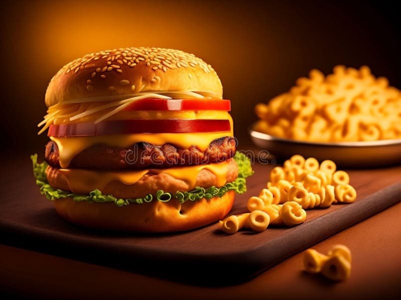 Burger and macaroni stock illustration. Illustration of lunch - 277262970