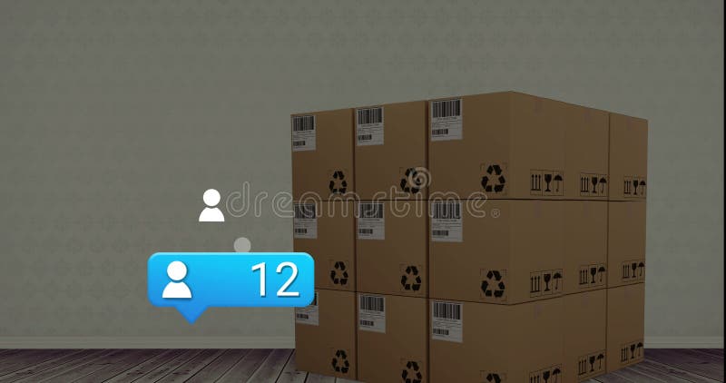 Image of Increasing Social Media Notification and People Icons Over ...