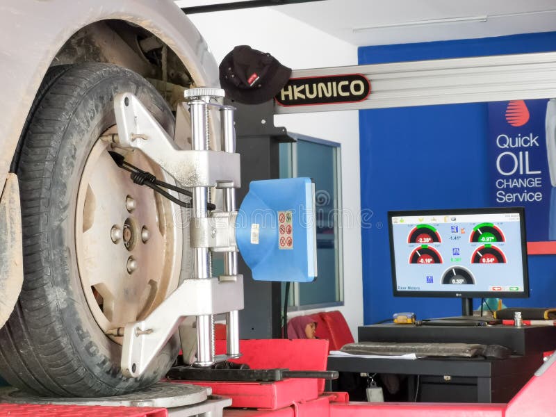 Image of Indoor Car Wheels Alignment Service. Selective Focus Editorial ...