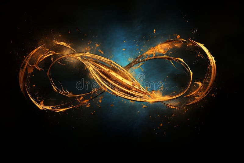 An Image of an Infinity Sign Made of Gold and Fire Stock Photo - Image ...