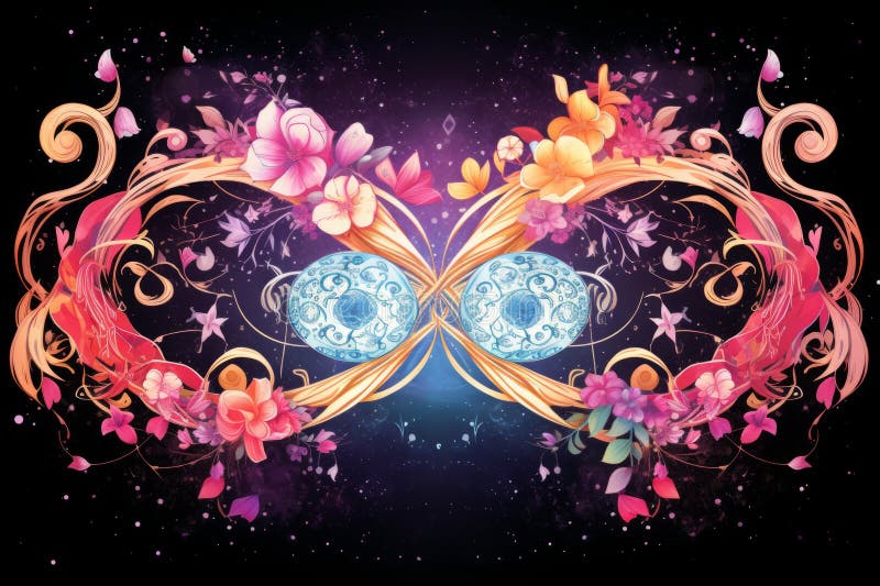 An Image of an Infinity Symbol with Flowers and Stars Stock Image ...
