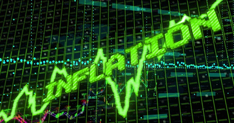 Image of Inflation Text in Green Over Graph and Layers of Charts ...