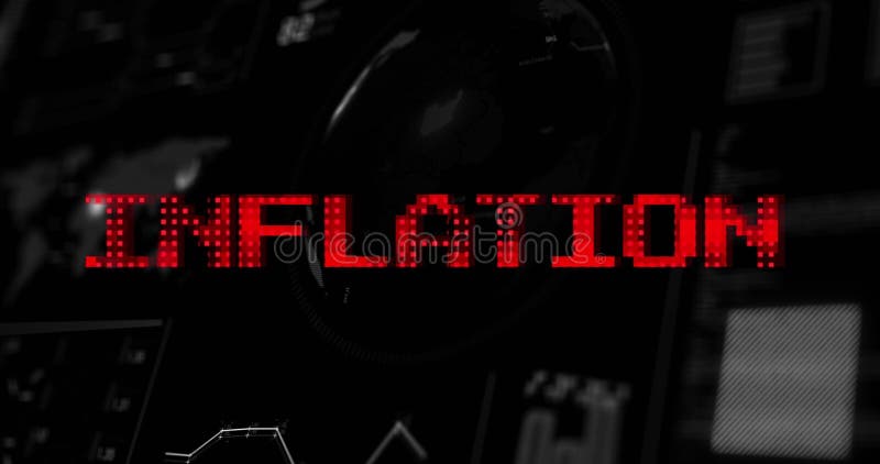 Image of Inflation Text in Red Over Globe, World Map and Data ...
