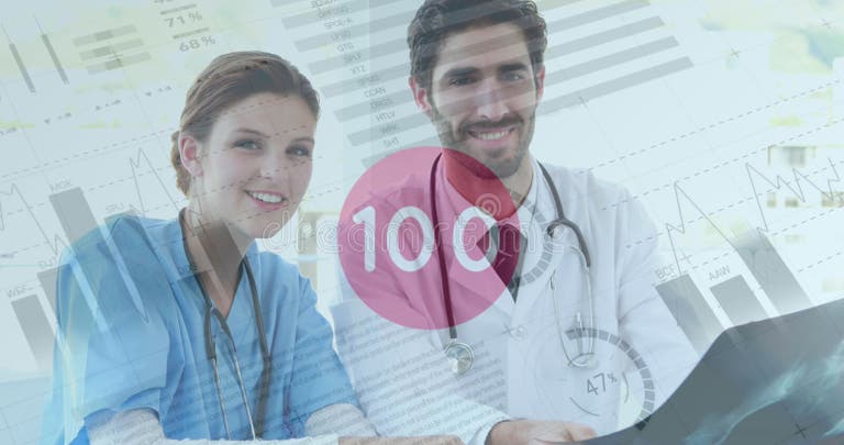 Image of Infographic Interface, Changing Numbers in Circle, Caucasian ...