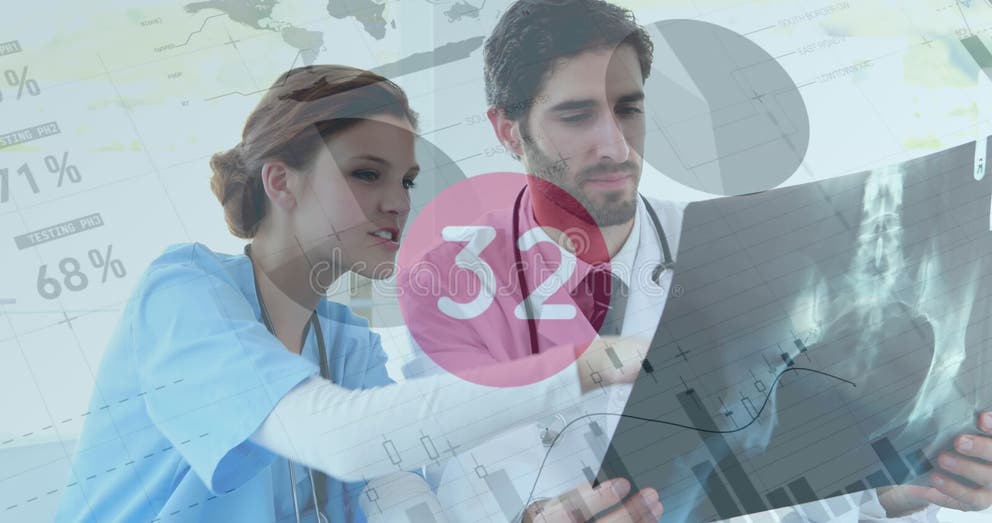 Image of Infographic Interface, Changing Numbers in Circle, Caucasian ...