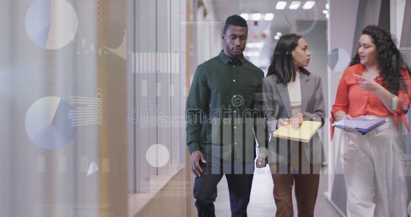 Image of Infographic Interface and Diverse Colleagues Discussing ...