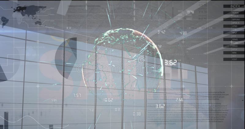 Image of Infographic Interface, Globe with Numbers, Sale Text Over ...