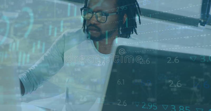 Image of Infographic Interface Over African American Businessman with ...