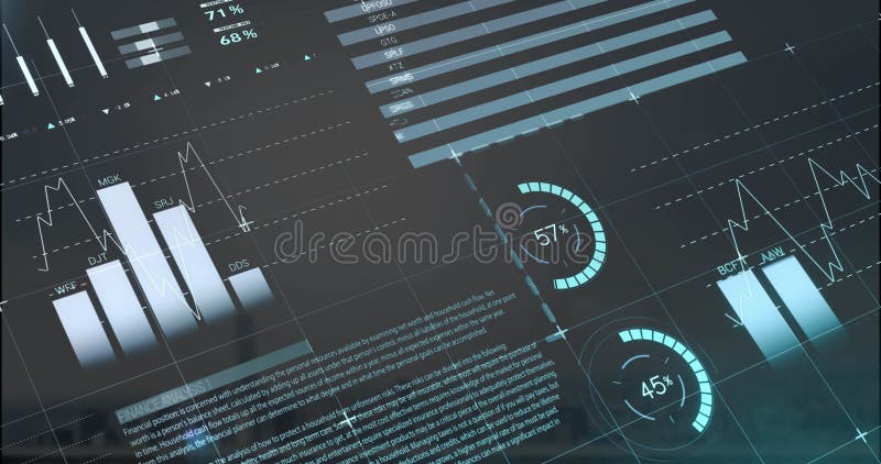 Image of Infographic Interface Over Fog Covered Modern Cityscape ...