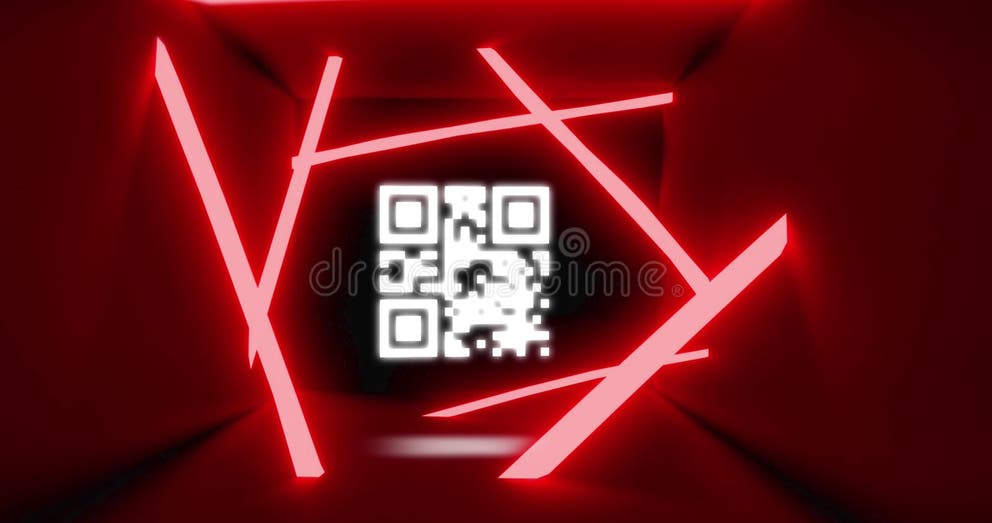 Image of Infographic Interface and Qr Code in Abstract Pattern Over Red ...