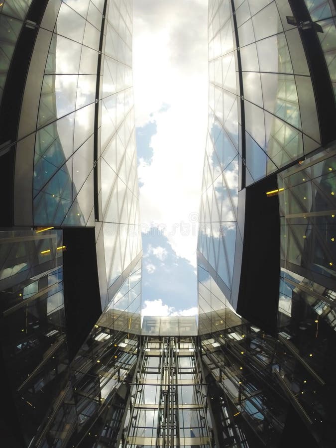 Image from the Inside of a Building Looking Up with Large Reflecting ...