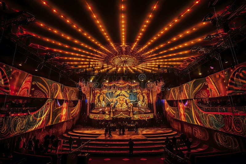 Image from Inside a Large Circus Illuminated by Beautiful Lights in Its ...