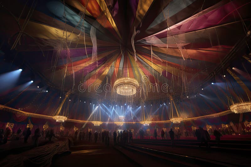 Image from Inside a Large Circus Illuminated by Beautiful Lights in Its ...