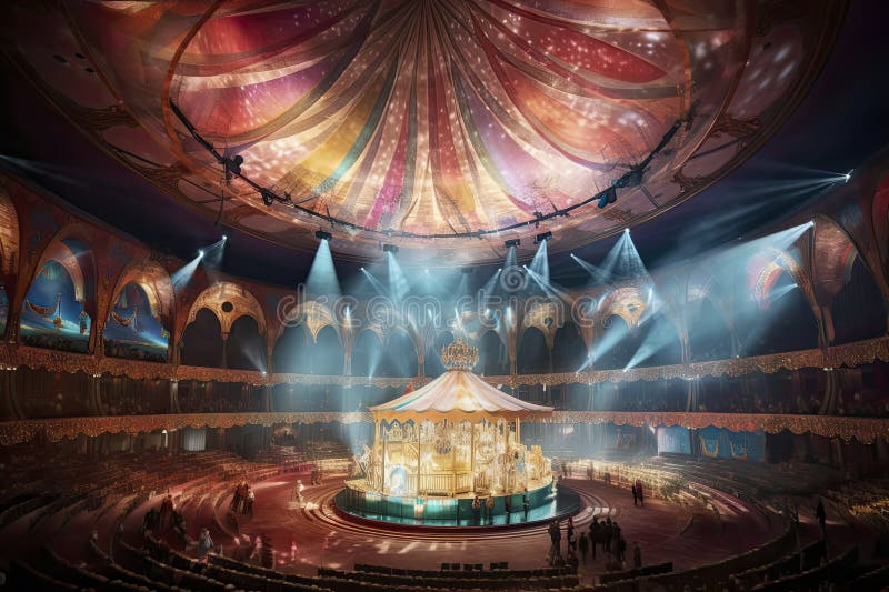 Image from Inside a Large Circus Illuminated by Beautiful Lights in Its ...
