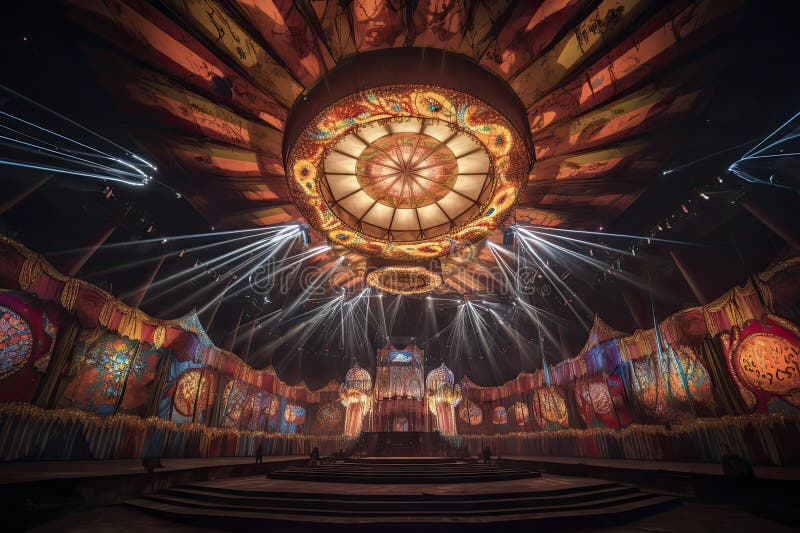 Image from Inside a Large Circus Illuminated by Beautiful Lights in Its ...