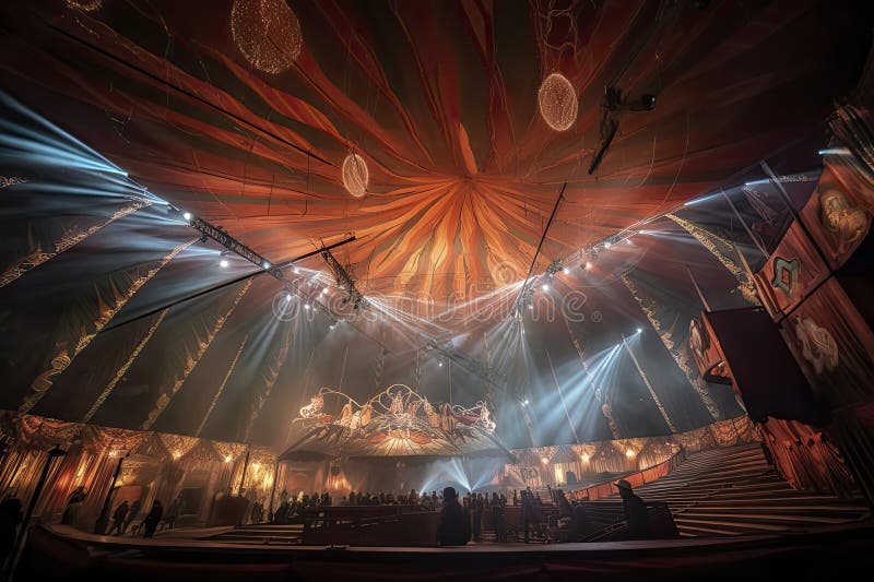 Image from Inside a Large Circus Illuminated by Beautiful Lights in Its ...