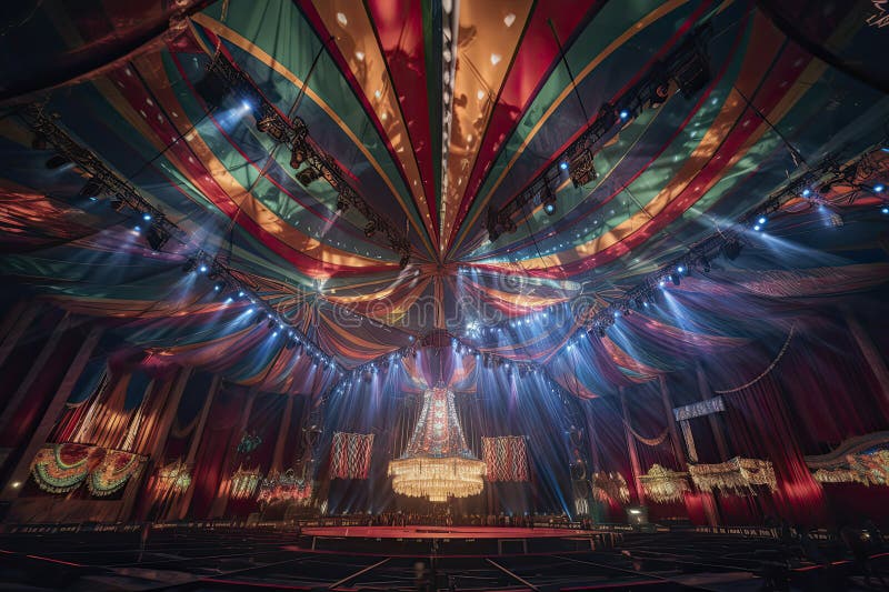 Image from Inside a Large Circus Illuminated by Beautiful Lights in Its ...