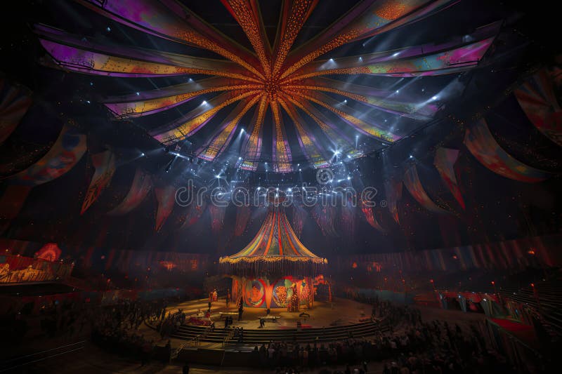 Image from Inside a Large Circus Illuminated by Beautiful Lights in Its ...