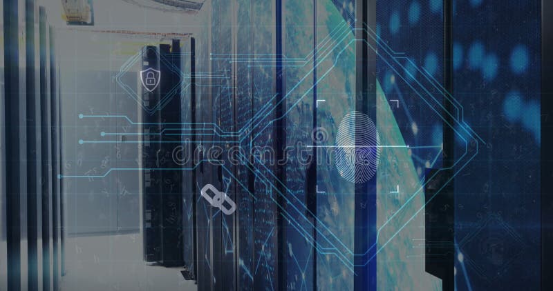 Image of Integrated Circuit and Fingerprint Over Servers Stock Photo ...