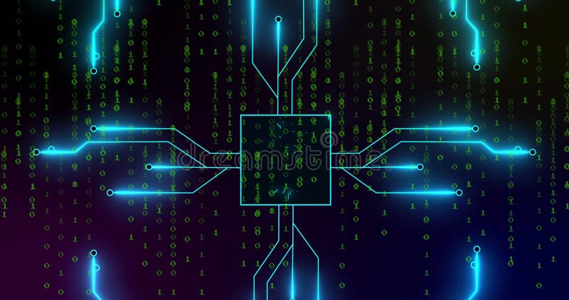 Image of Integrated Circuit Over Binary Code on Digital Screen Stock ...