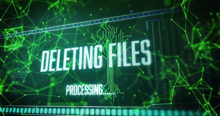 Image of Integrated Circuit Over Connections and Deleting Files on Digital Screen Stock Image ...
