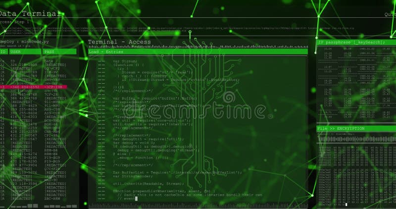 Image of Integrated Circuit Over Data Processing and Connections on ...