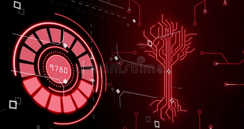 Image of Integrated Circuit Over Processing Circle on Digital Screen ...