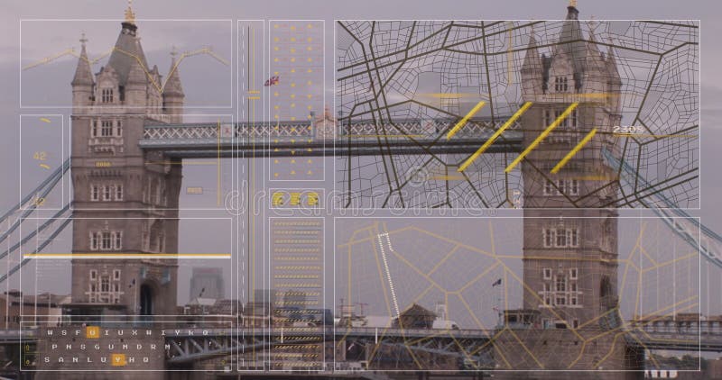 Image of Interface with Data Processing Against Aerial View of London ...