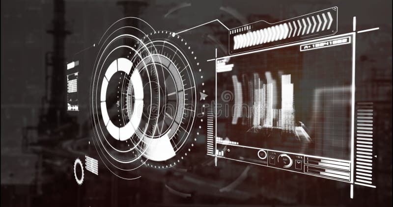Image of Interface with Data Processing Against Construction Site Stock ...