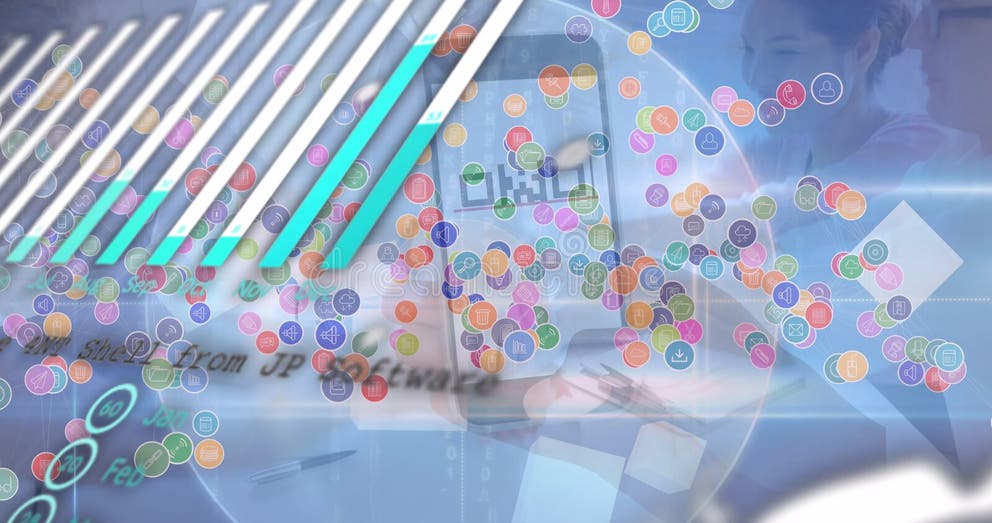 Image of Interface with Data Processing Against Diverse Office ...