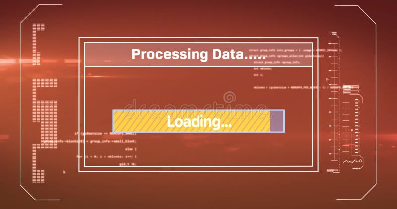 Image of Interface with Data Processing Against Light Soot on Red ...