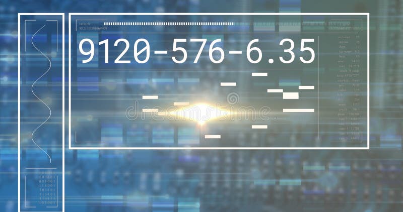 Image of Interface with Data Processing and Light Spot Against Blue ...